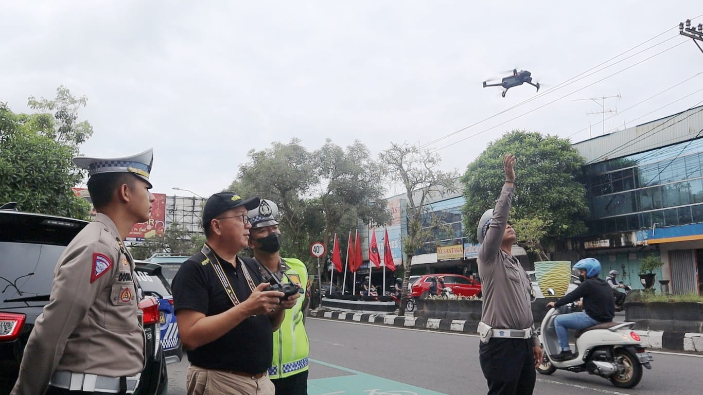 Polisi Uji Coba ETLE Drone di Kota Magelang - BorobudurNews